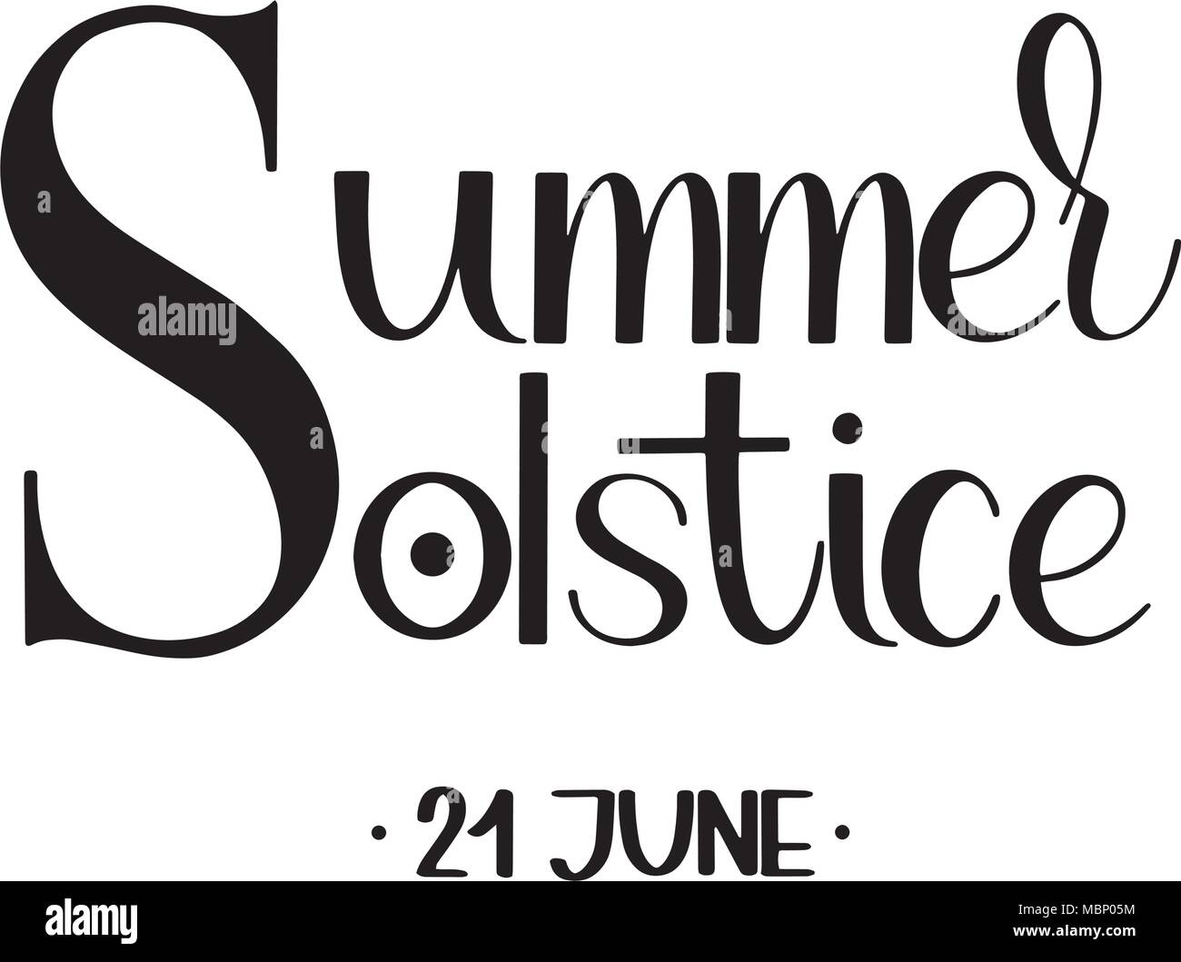 Summer solstice lettering. Elements for invitations, posters, greeting ...