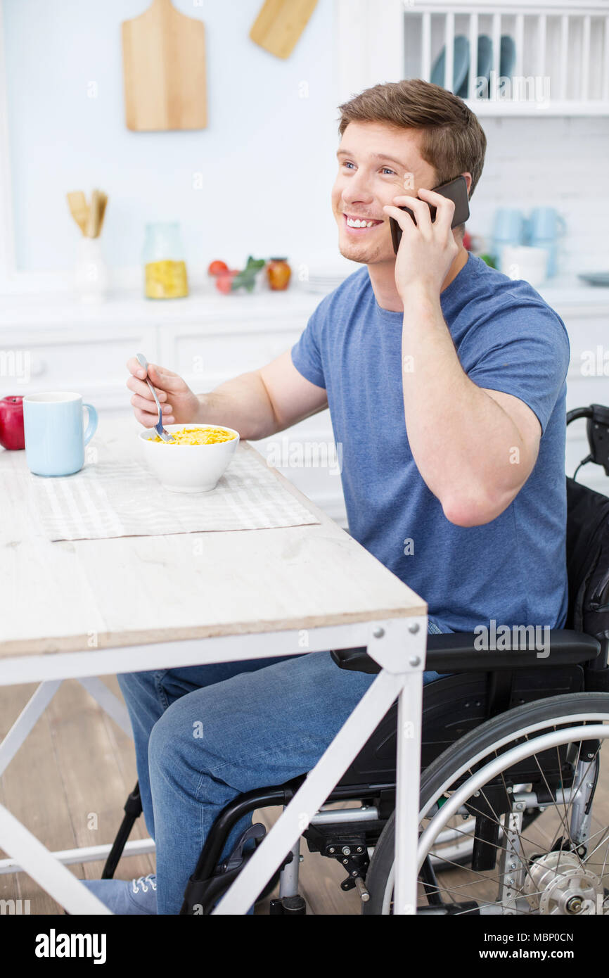 Handicapped man eating hi-res stock photography and images - Alamy