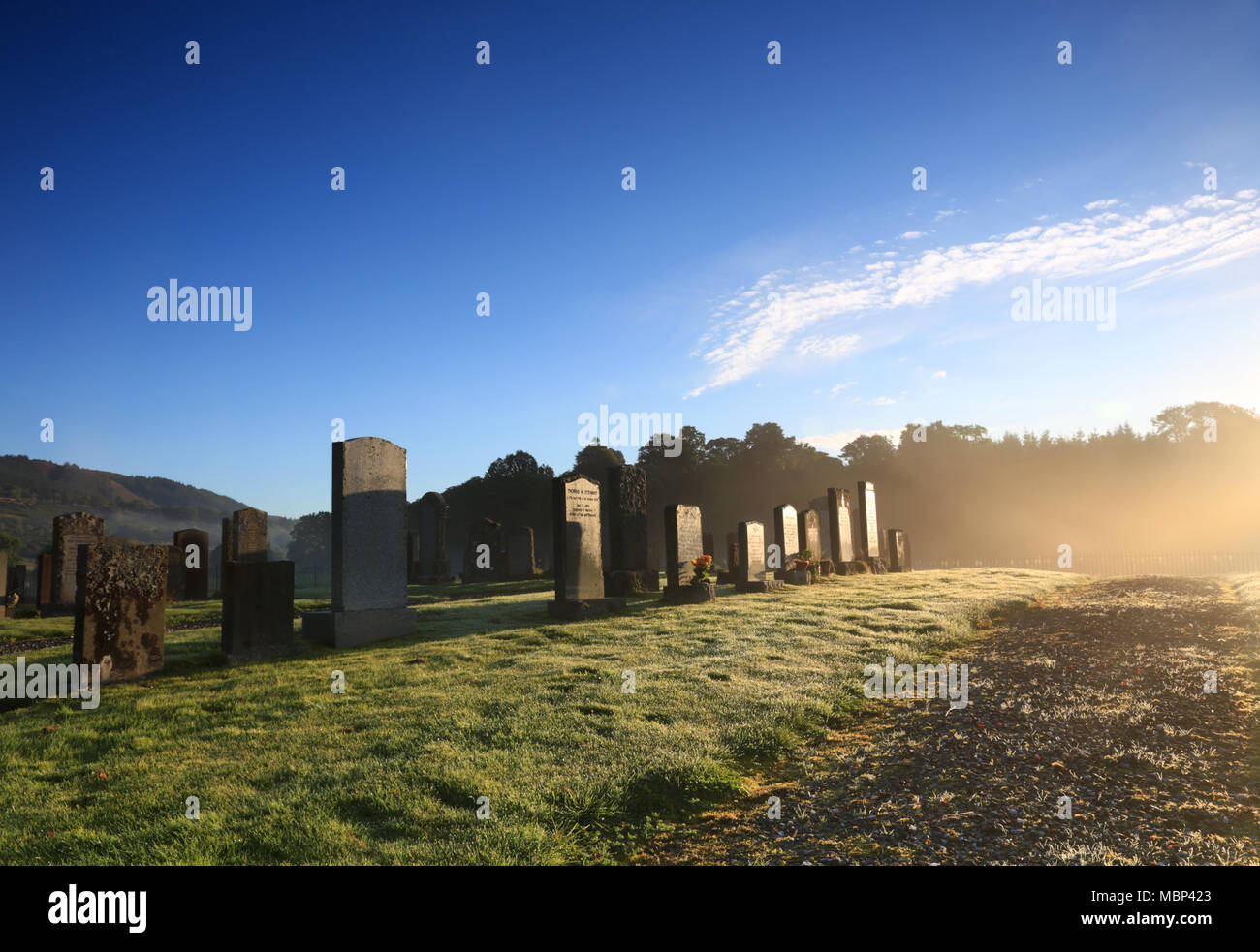 Port of Menteith cemetery at sunrise Stock Photo - Alamy
