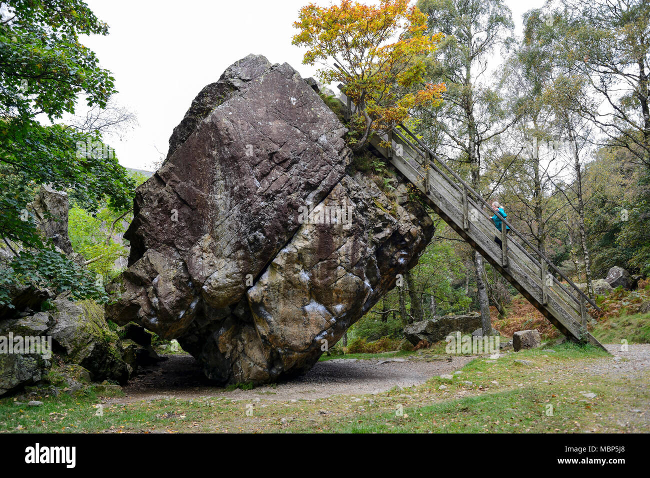 The Bowder Stone in Borrowdale in the Lake District National Park in ...