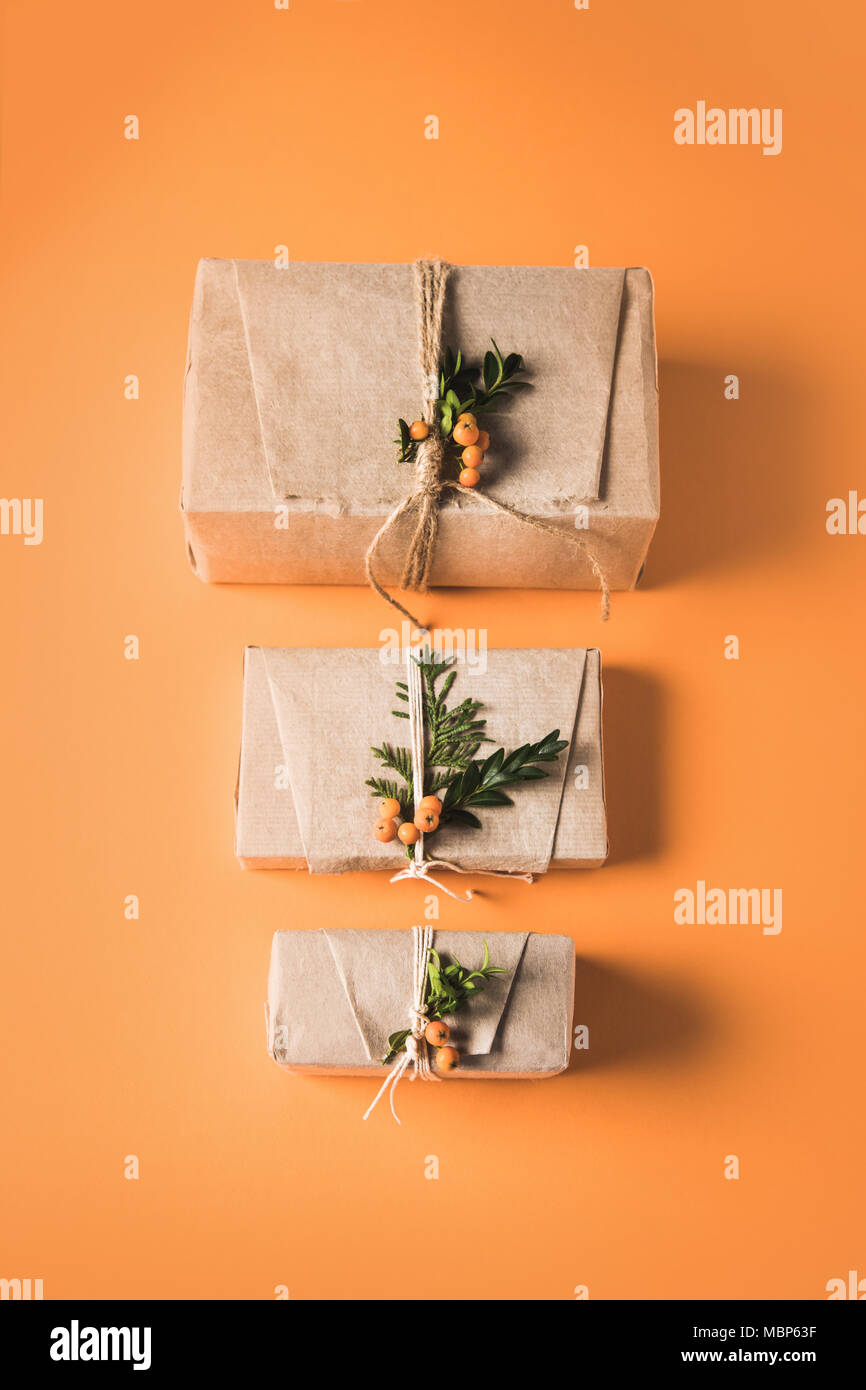 christmas presents in row Stock Photo - Alamy