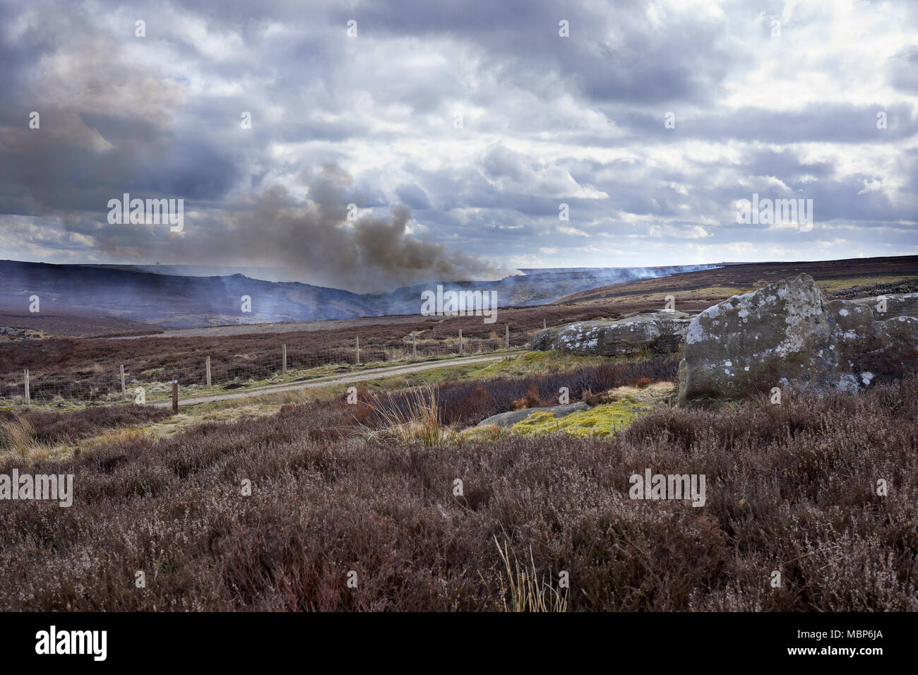 Heather burning on moors hi-res stock photography and images - Alamy