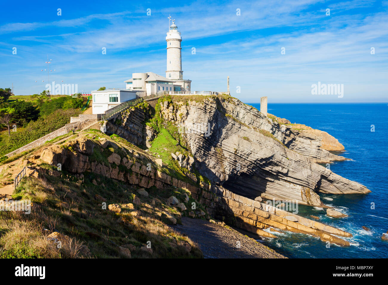 Faro Cabo Mayor lighthouse in Santander city, Cantabria region of Spain ...