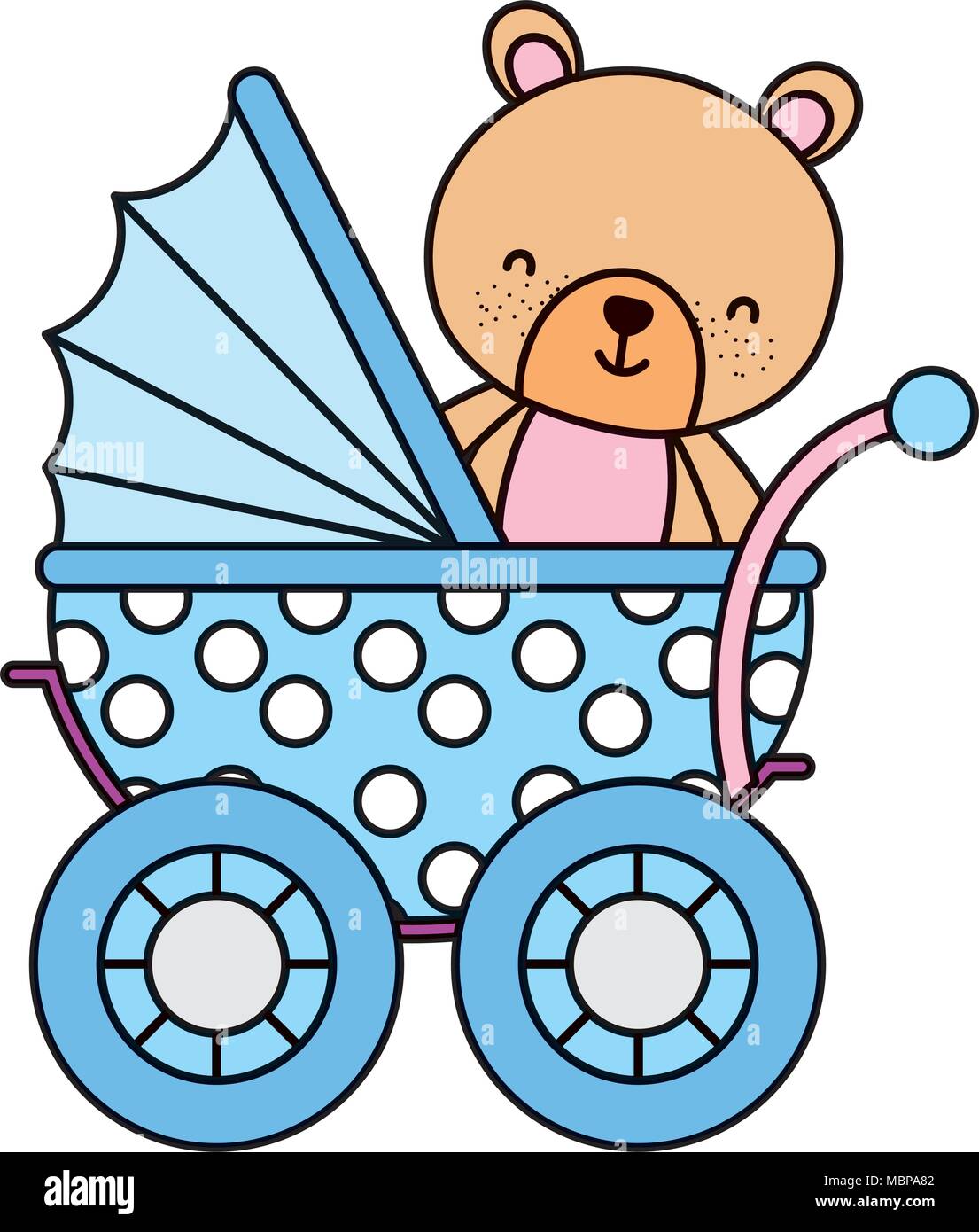 color bear teddy animal inside baby stroller Stock Vector Image & Art ...
