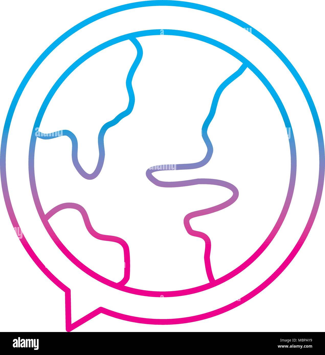 degraded line earth planet inside chat bubble message Stock Vector ...