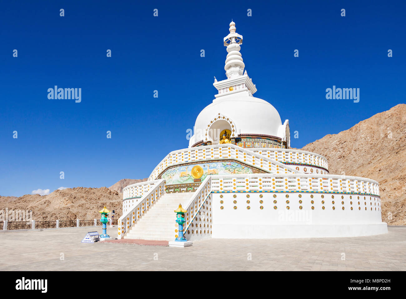 Shanti Stupa is a Buddhist white-domed stupa in Leh, India Stock Photo ...