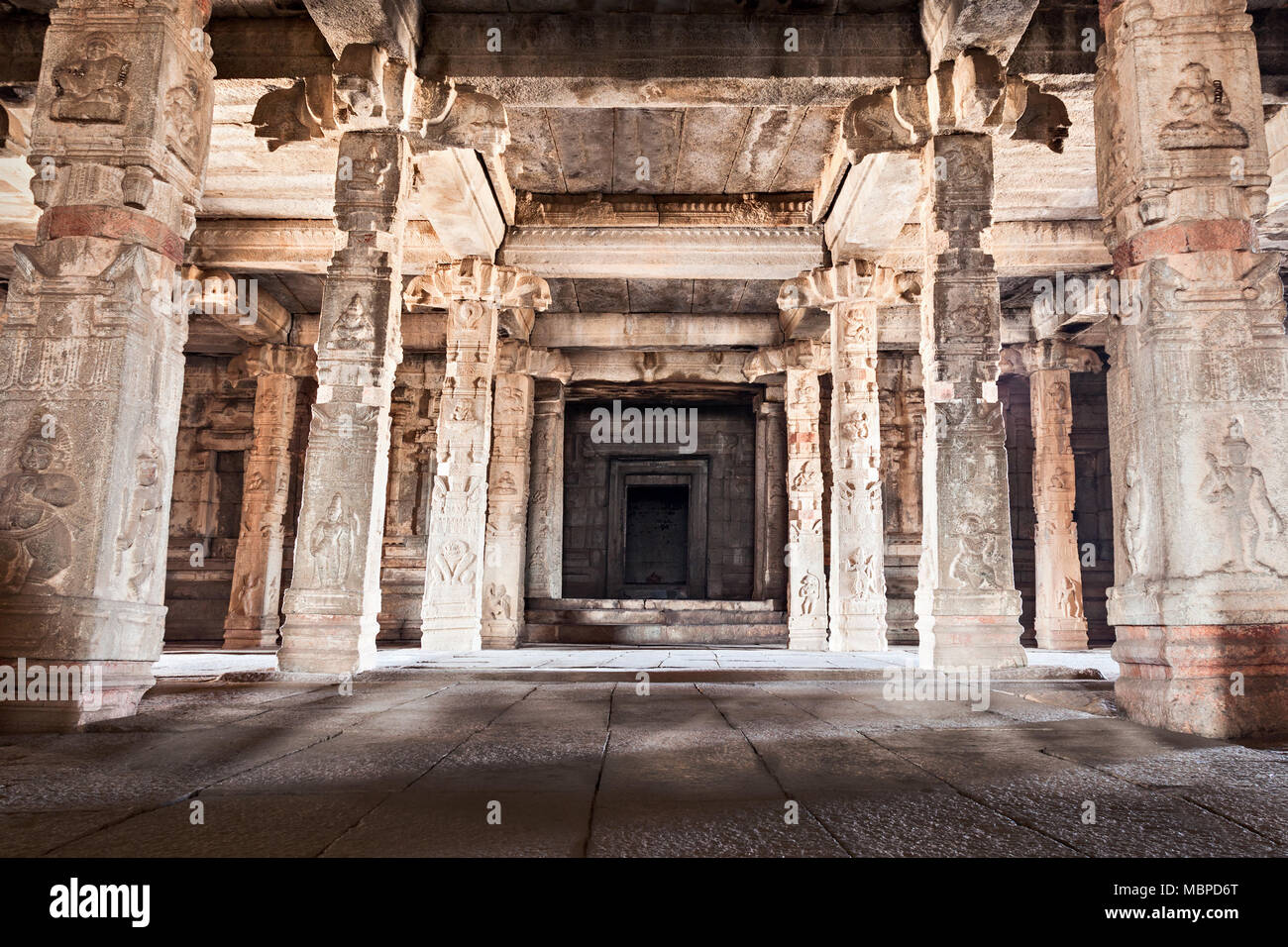 Columns inside the very old hindu temple Stock Photo - Alamy