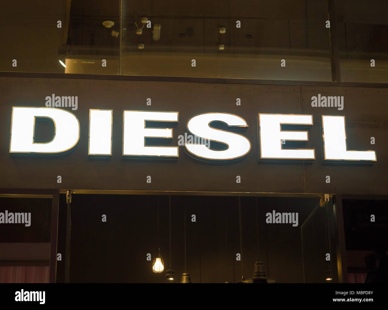 DUBAI,UAE - DECEMBER, 2017: Close up of Diesel logo name Stock Photo ...