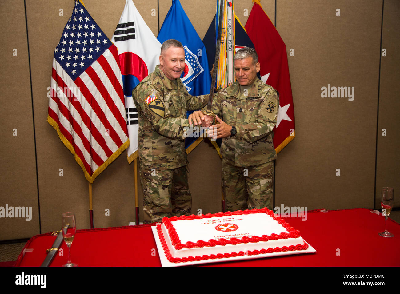 U.S. Army Lt. Gen. Michael A. Bills, left, and Command Sgt. Maj ...