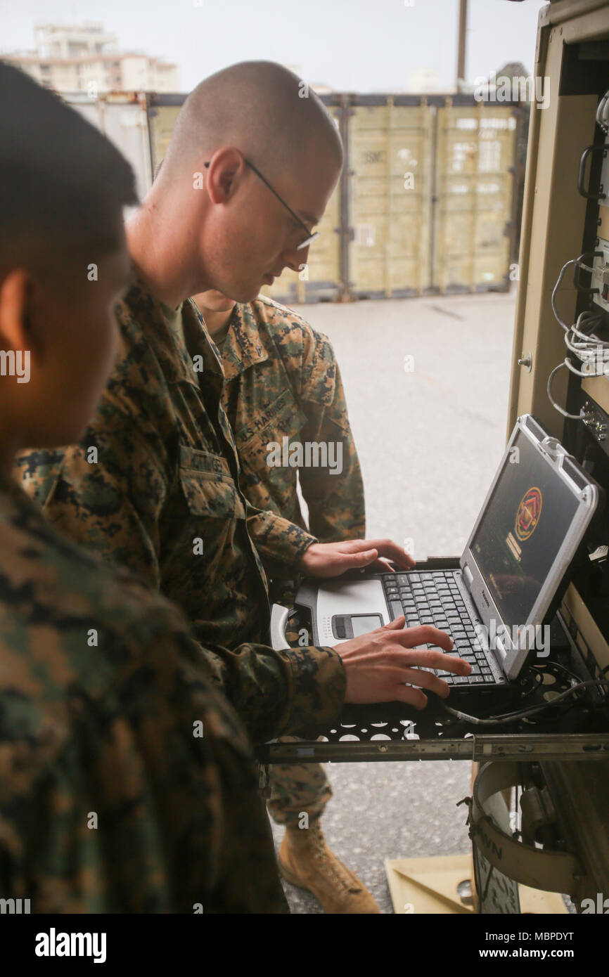 Lance Cpl. Hunter Hottinger, a satellite communications operator with ...