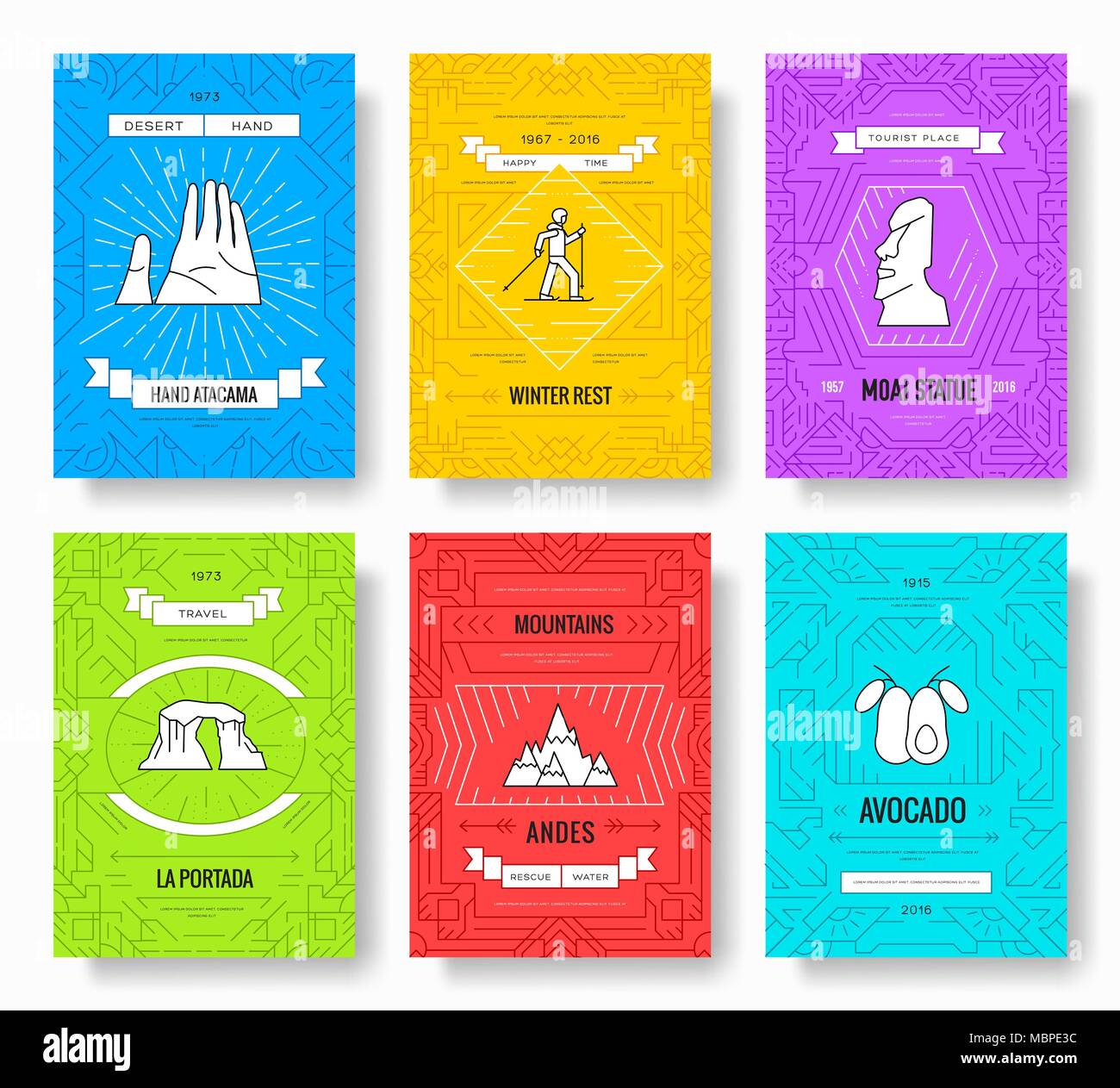 Chili thin line brochure cards set. Country traditional template of ...