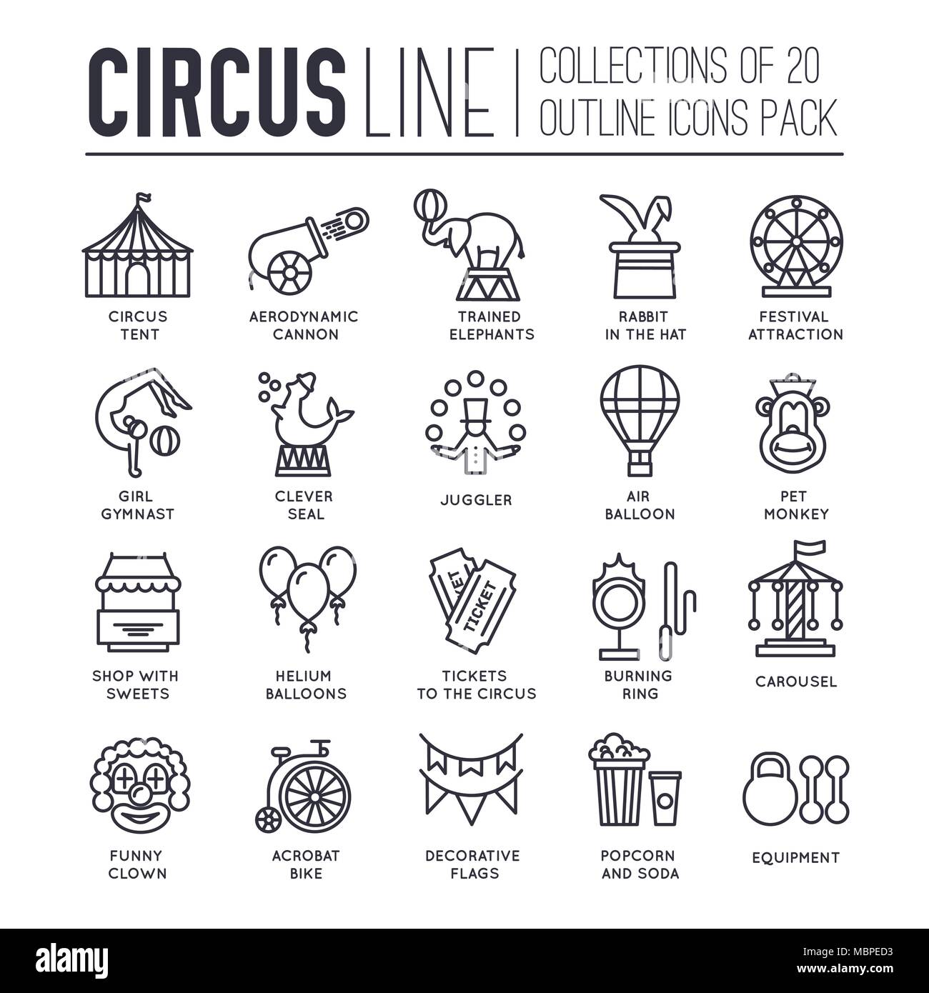Circus show icons thin Stock Vector Images - Alamy