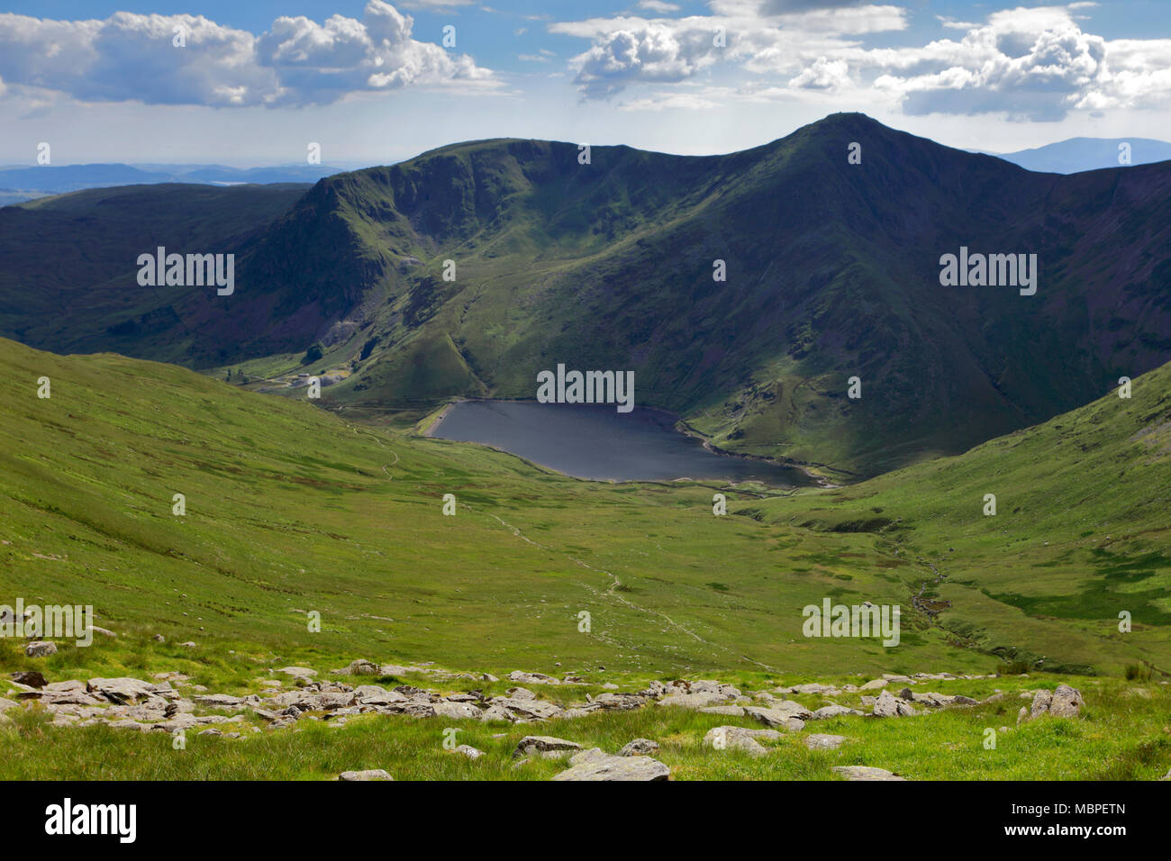 View over the Kentmere Reservoir, Lake District National Park, Cumbria ...