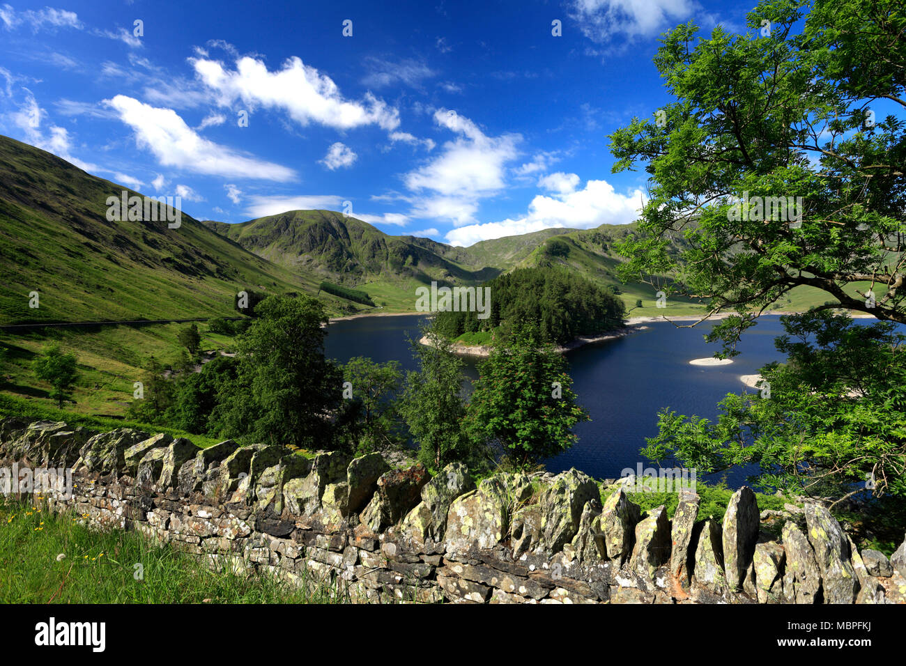 Summer view over Haweswater reservoir, Lake District National Park ...