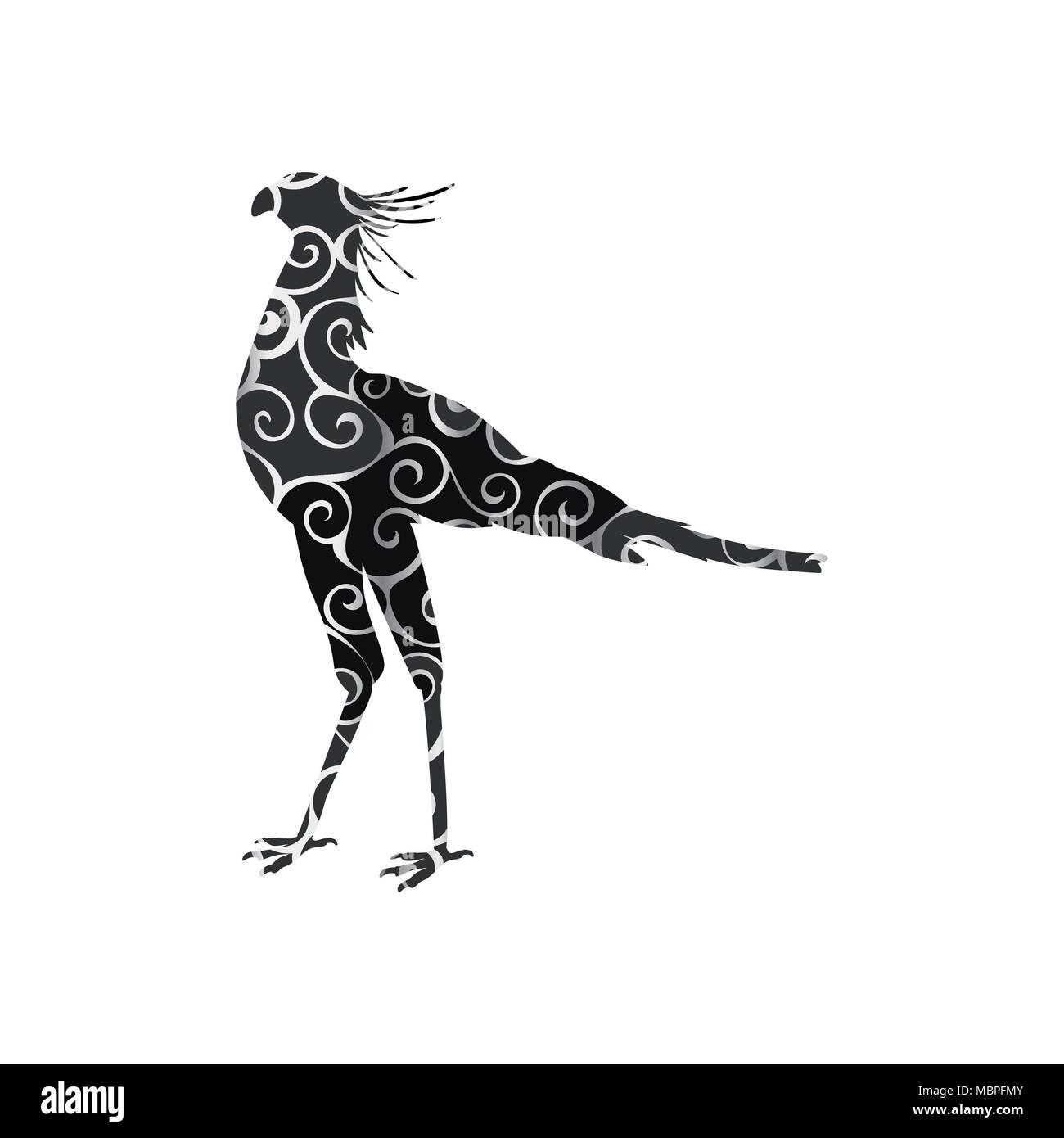 Sagittarius serpentarius secretarybird Stock Vector Images - Alamy