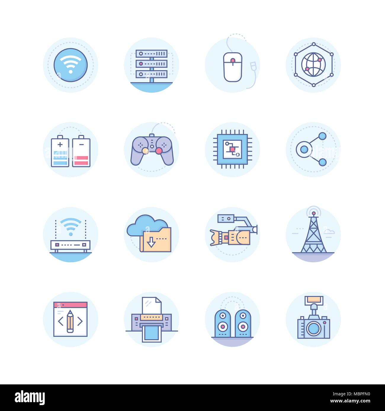 Modern technology - vector line design style icons set Stock Vector ...