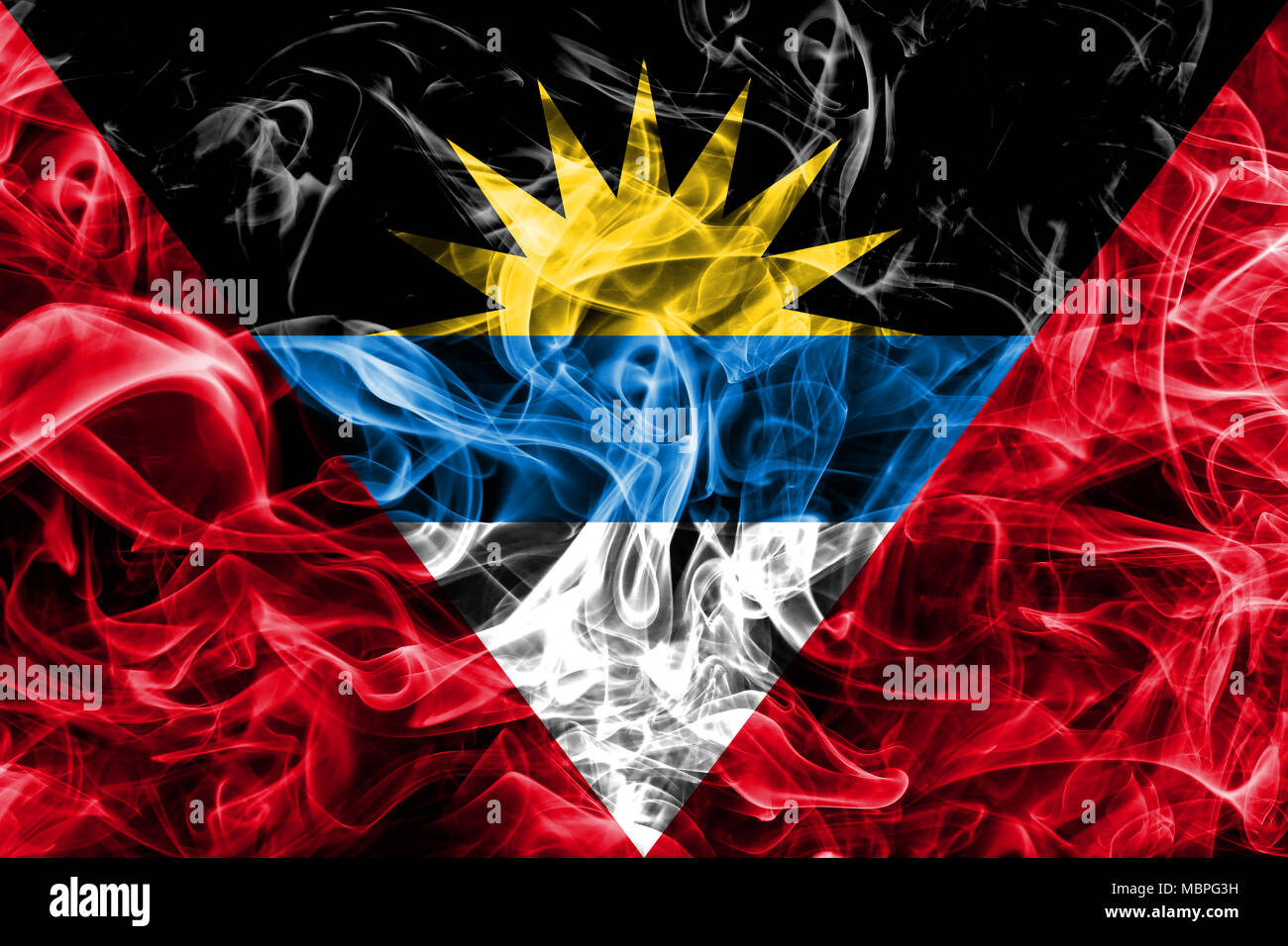 Antigua and Barbuda smoke flag Stock Photo - Alamy