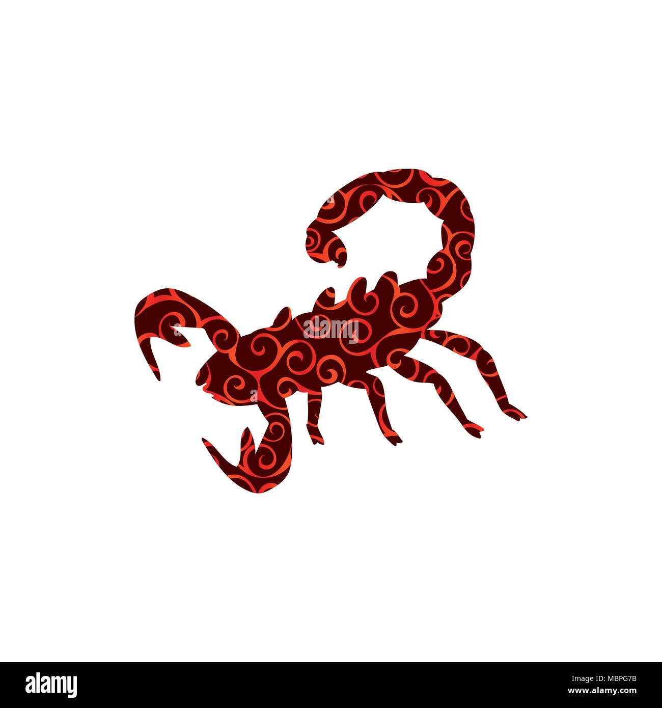 Scorpion sting spiral pattern color silhouette animal. Vector ...