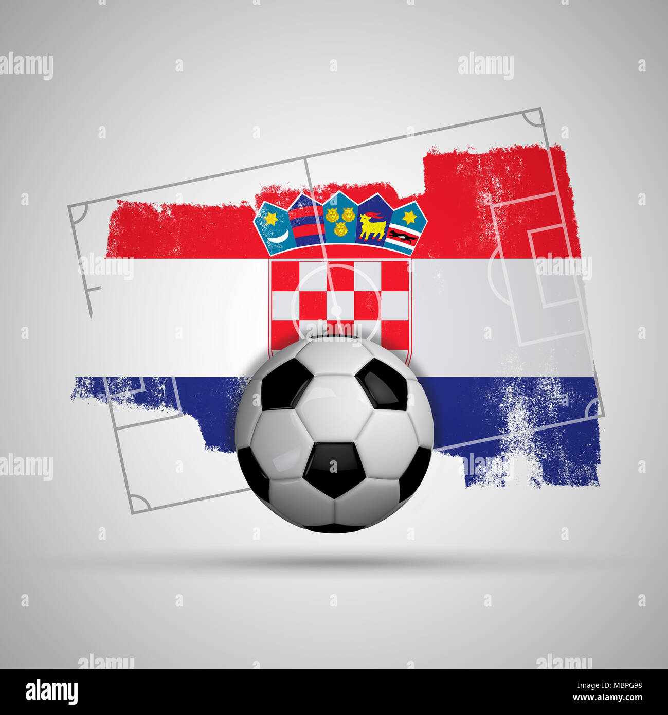 Croatia flag soccer background with grunge flag, football pitch and ...