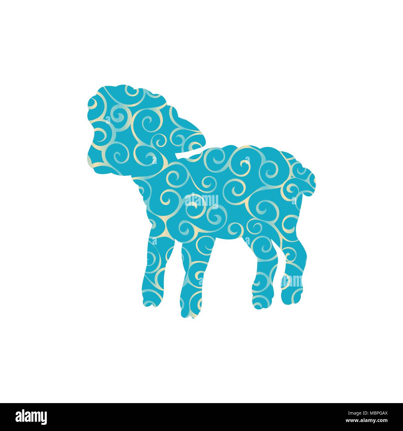 Lamb sheep farm mammal spiral pattern color silhouette animal. Vector ...