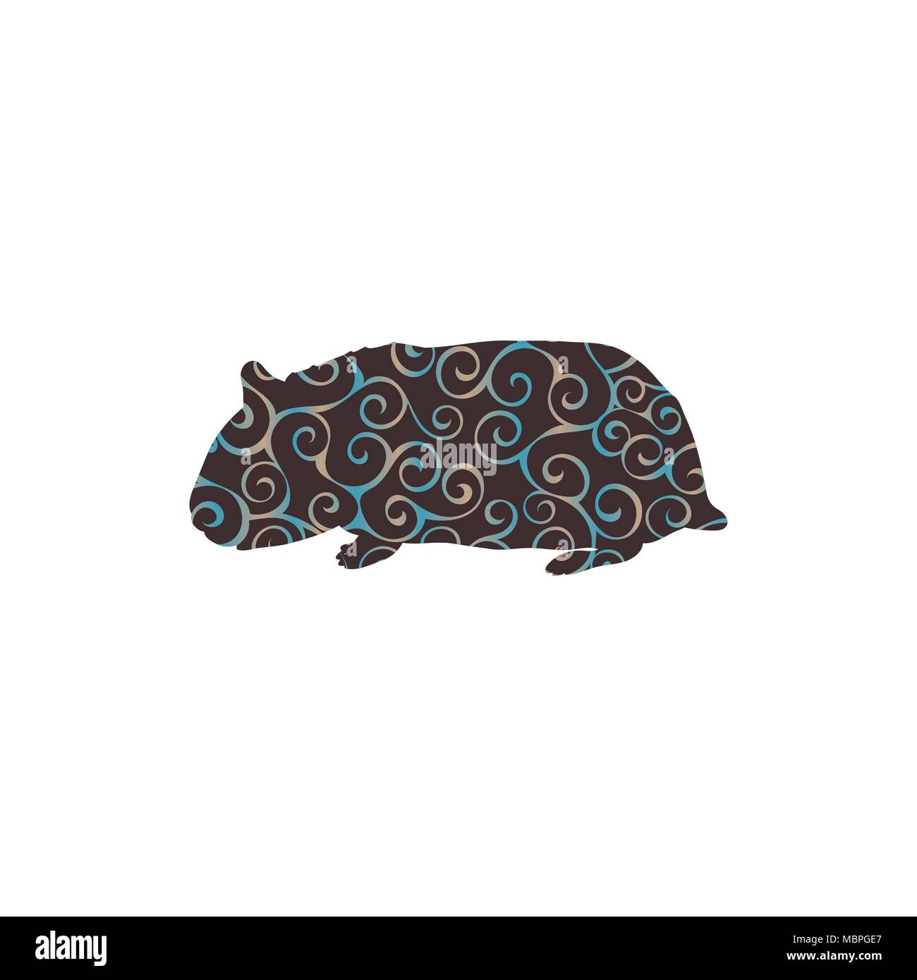 Hamster rodent spiral pattern color silhouette animal. Vector ...