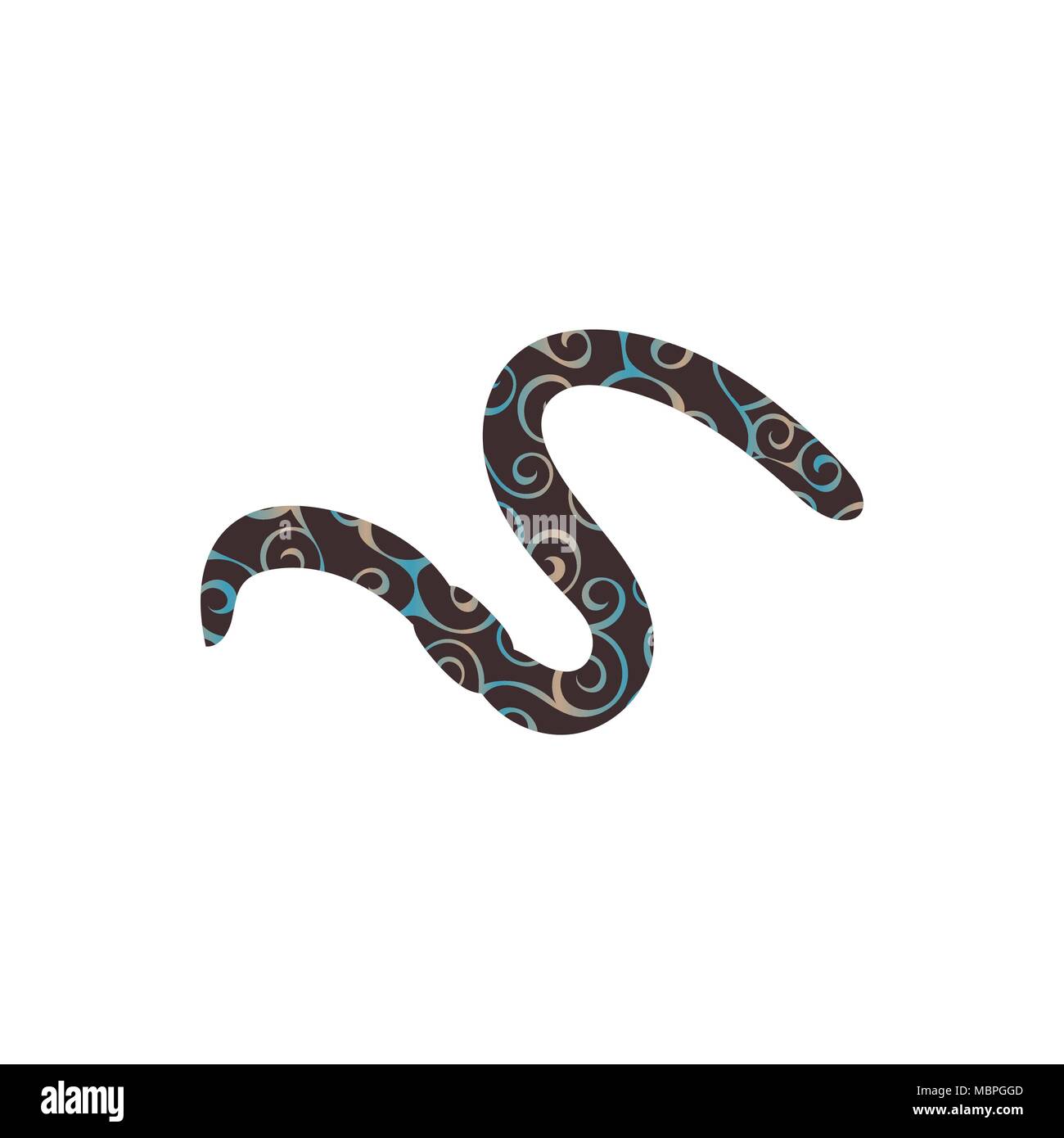 Worm earthworm spiral pattern color silhouette animal. Vector ...