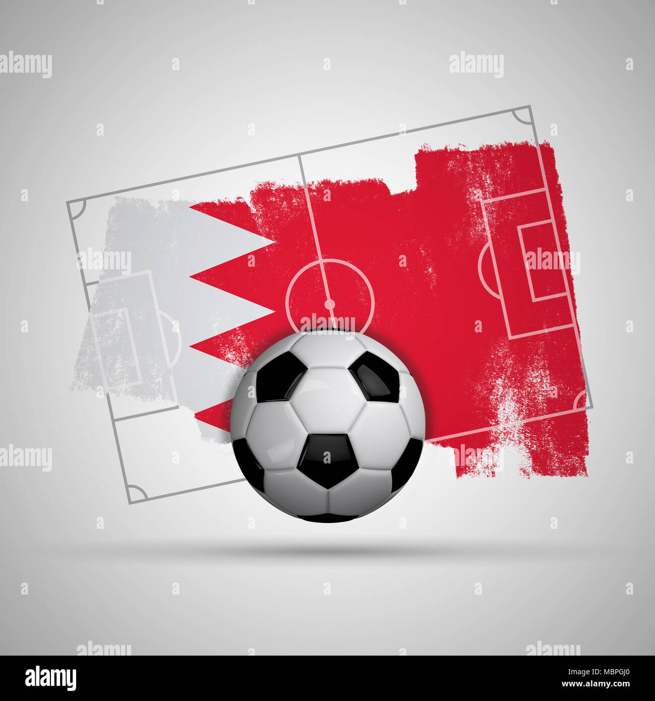 Bahrain flag soccer background with grunge flag, football pitch and ...