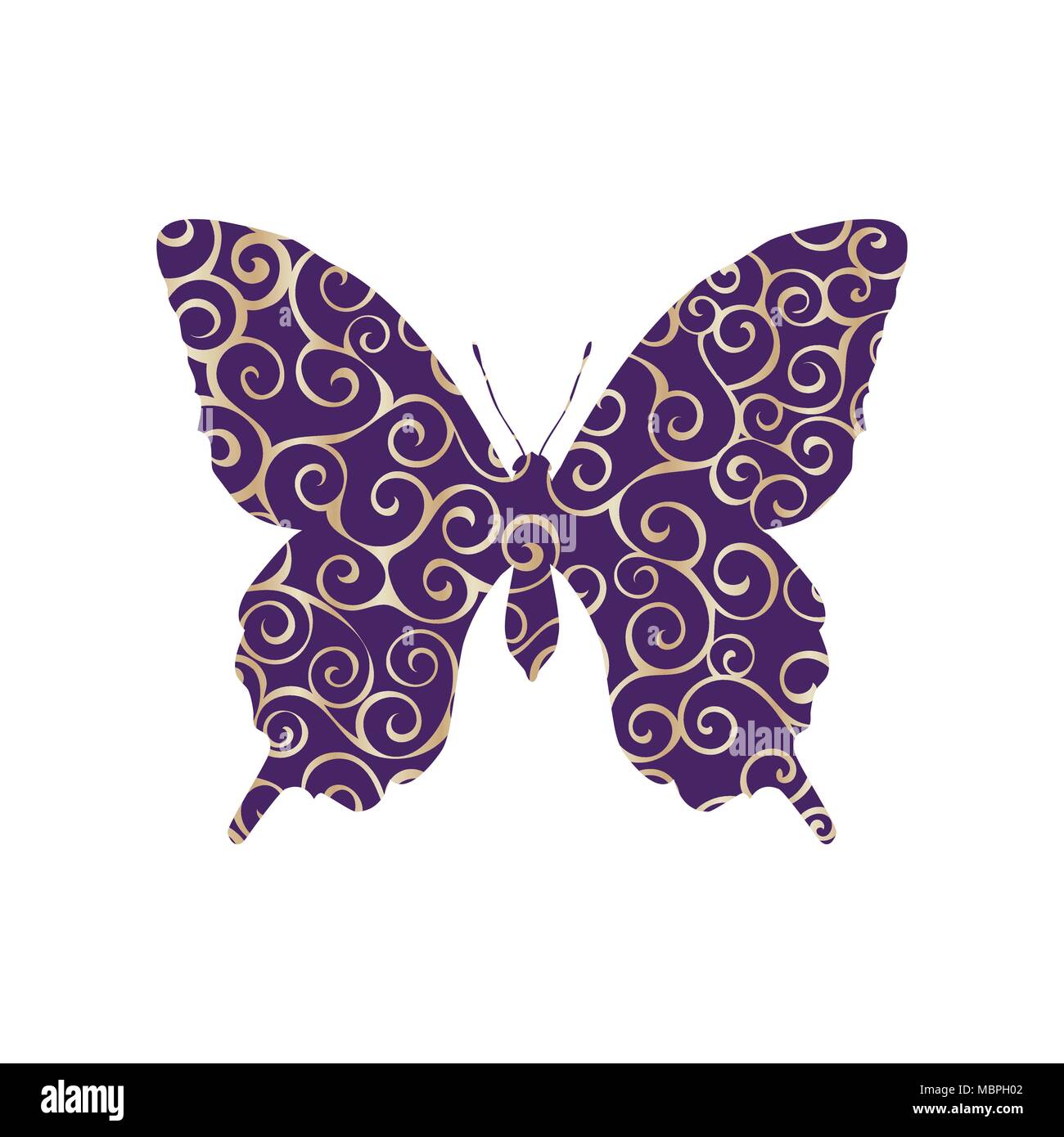 Butterfly insect spiral pattern color silhouette animal. Vector ...