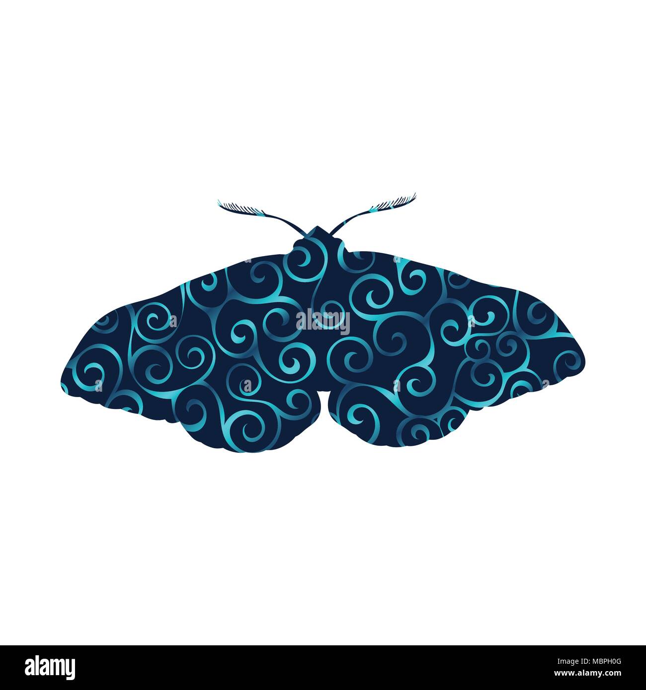Moth insect spiral pattern color silhouette animal. Vector Illustrator ...