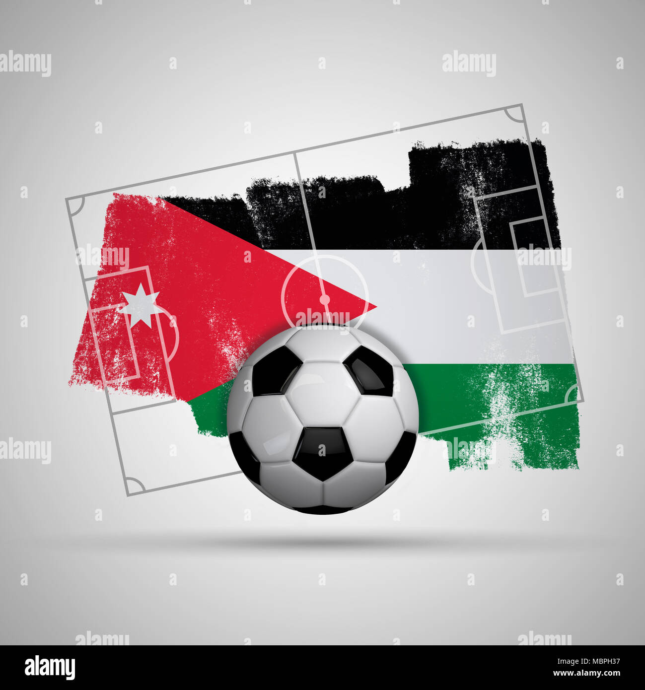 Jordan flag soccer background with grunge flag, football pitch and ...