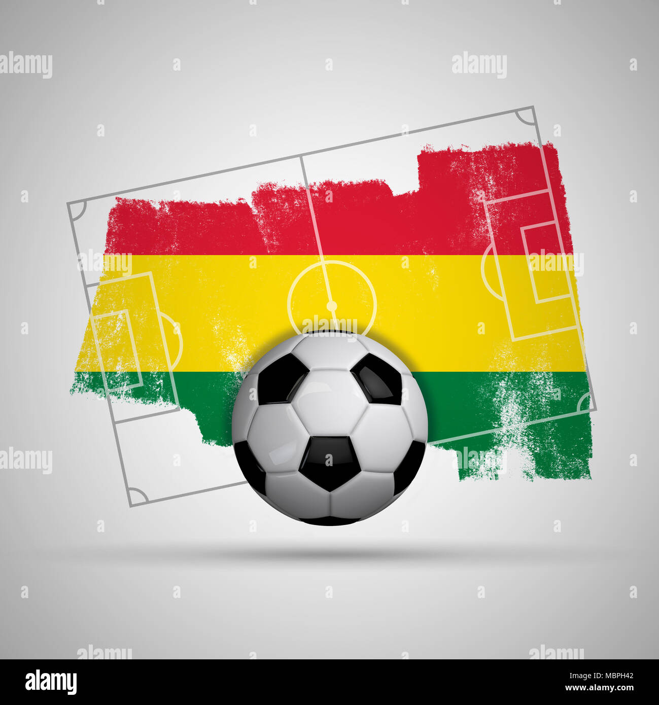 Bolivia flag soccer background with grunge flag, football pitch and ...