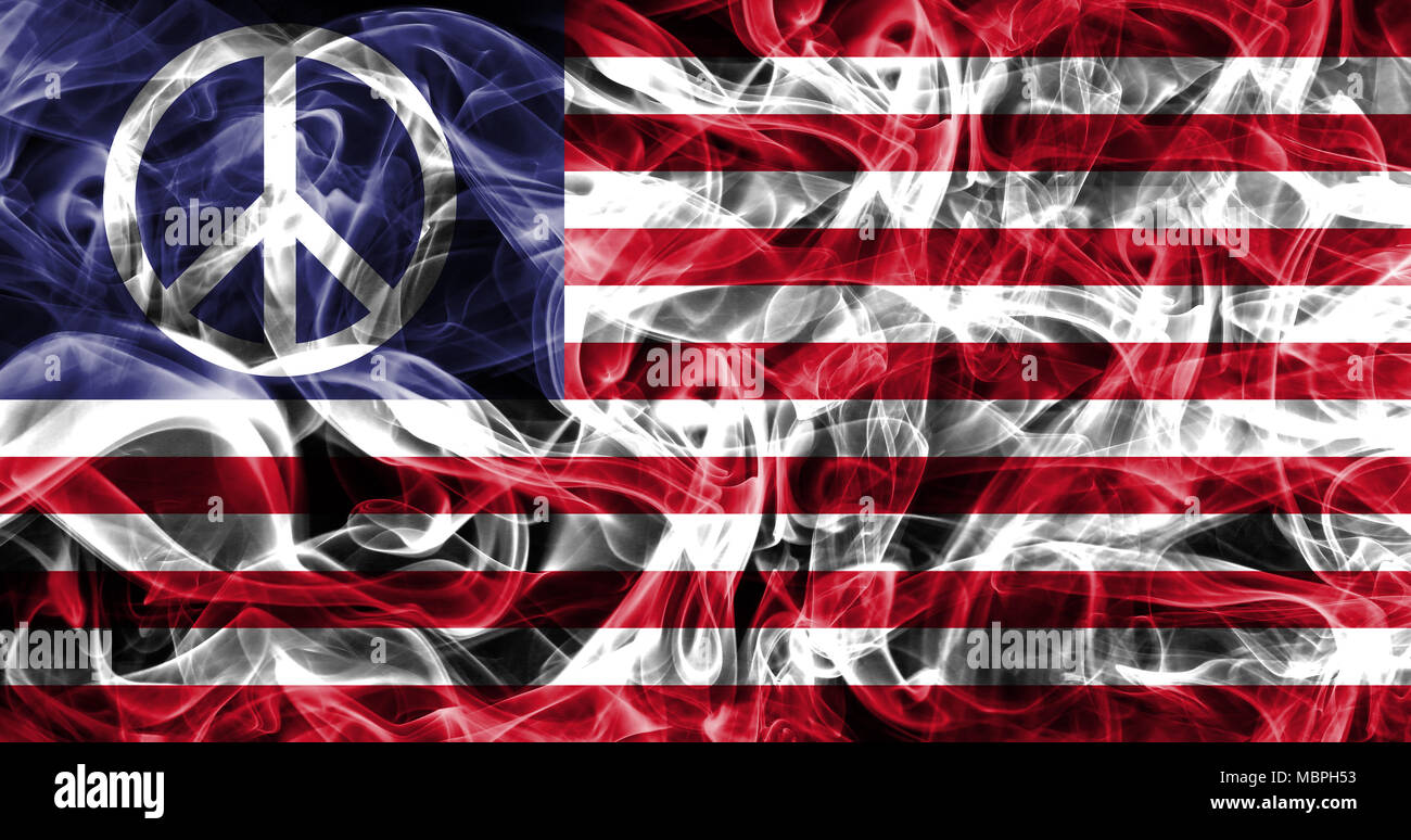 US Peace symbol smoke flag Stock Photo - Alamy