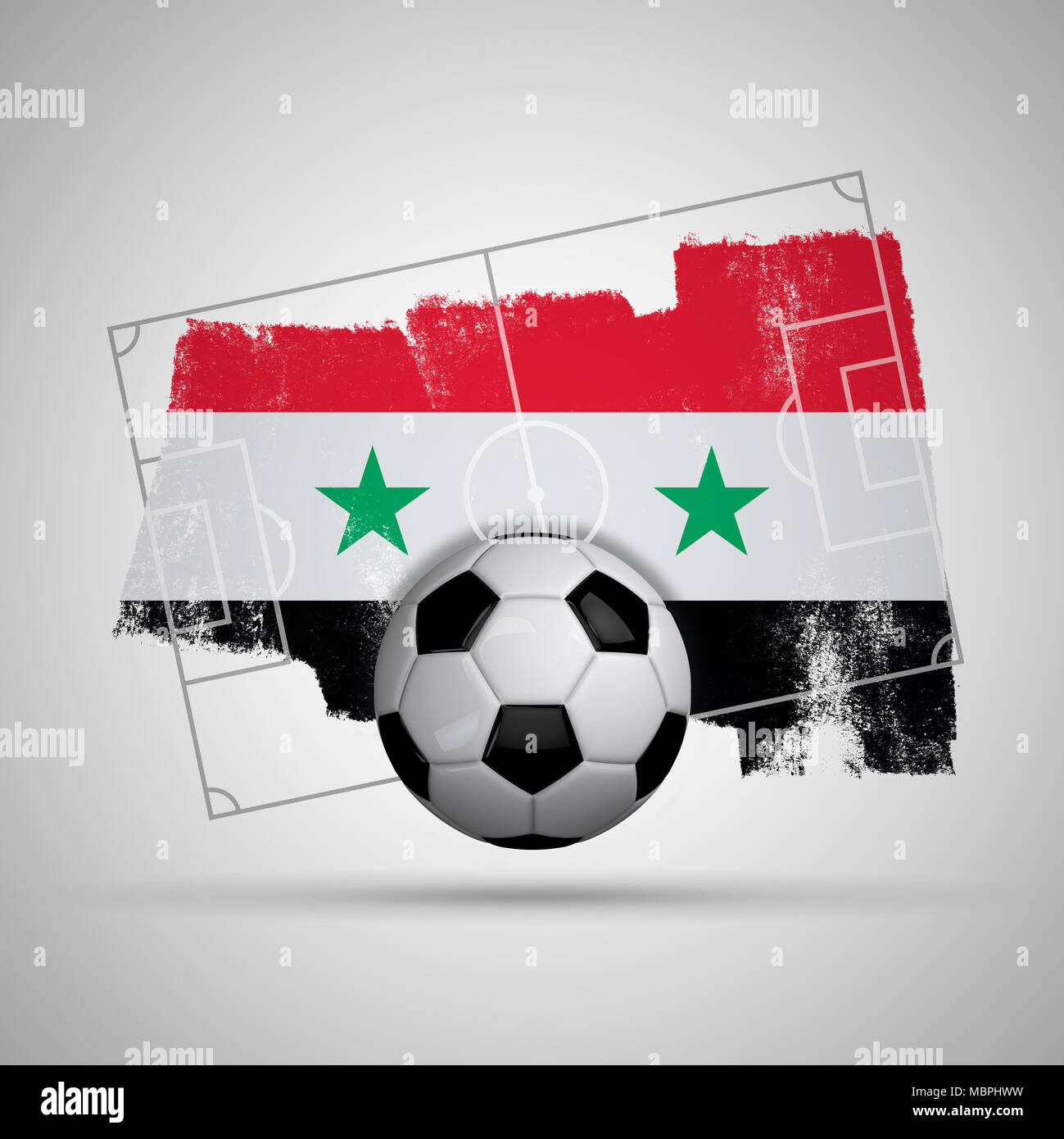 Syria flag soccer background with grunge flag, football pitch and ...