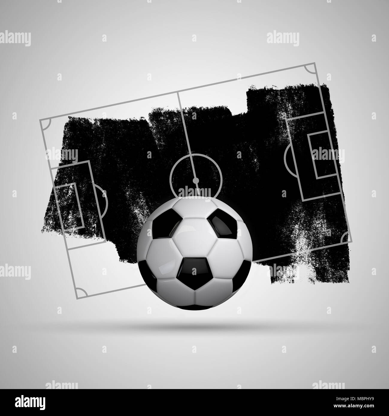 Grunge soccer background with football pitch and soccer ball Stock ...