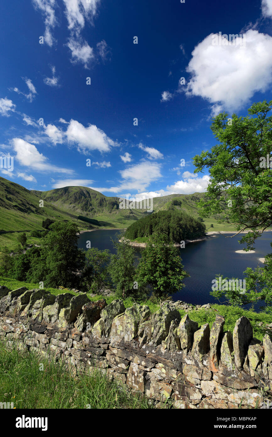 Summer view over Haweswater reservoir, Lake District National Park ...