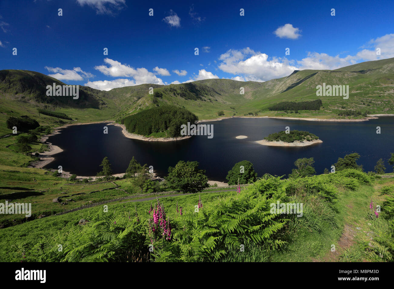 Summer view over Haweswater reservoir, Lake District National Park ...