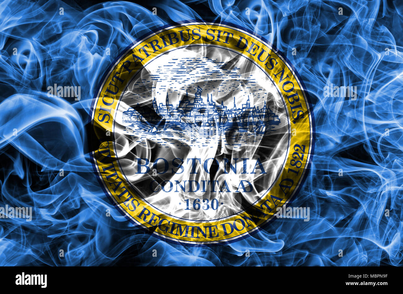 Boston city smoke flag, Massachusetts State, United States Of America ...
