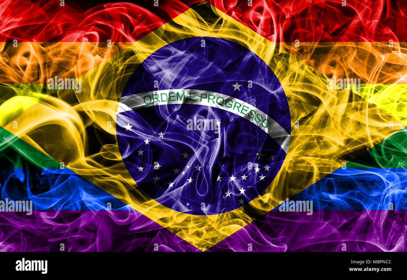 Brazil Gay smoke flag, Brazil flag Stock Photo - Alamy