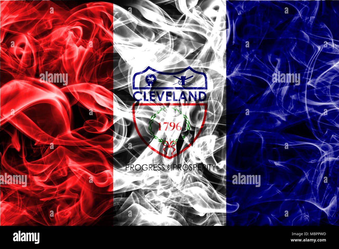 Cleveland city smoke flag, Ohio State, United States Of America Stock ...