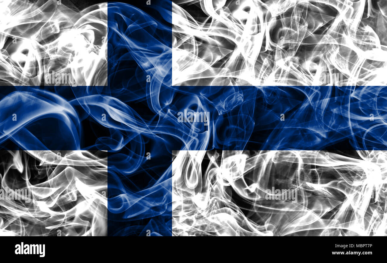 Finland smoke flag Stock Photo - Alamy