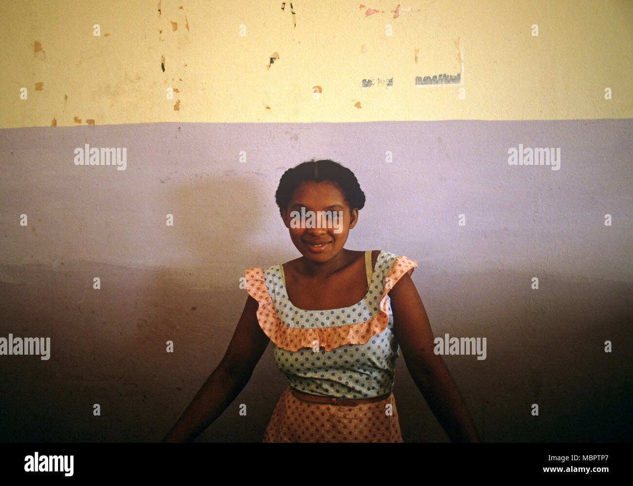Lady at check in counter at Antsiranana Air Madagascar airport Stock ...
