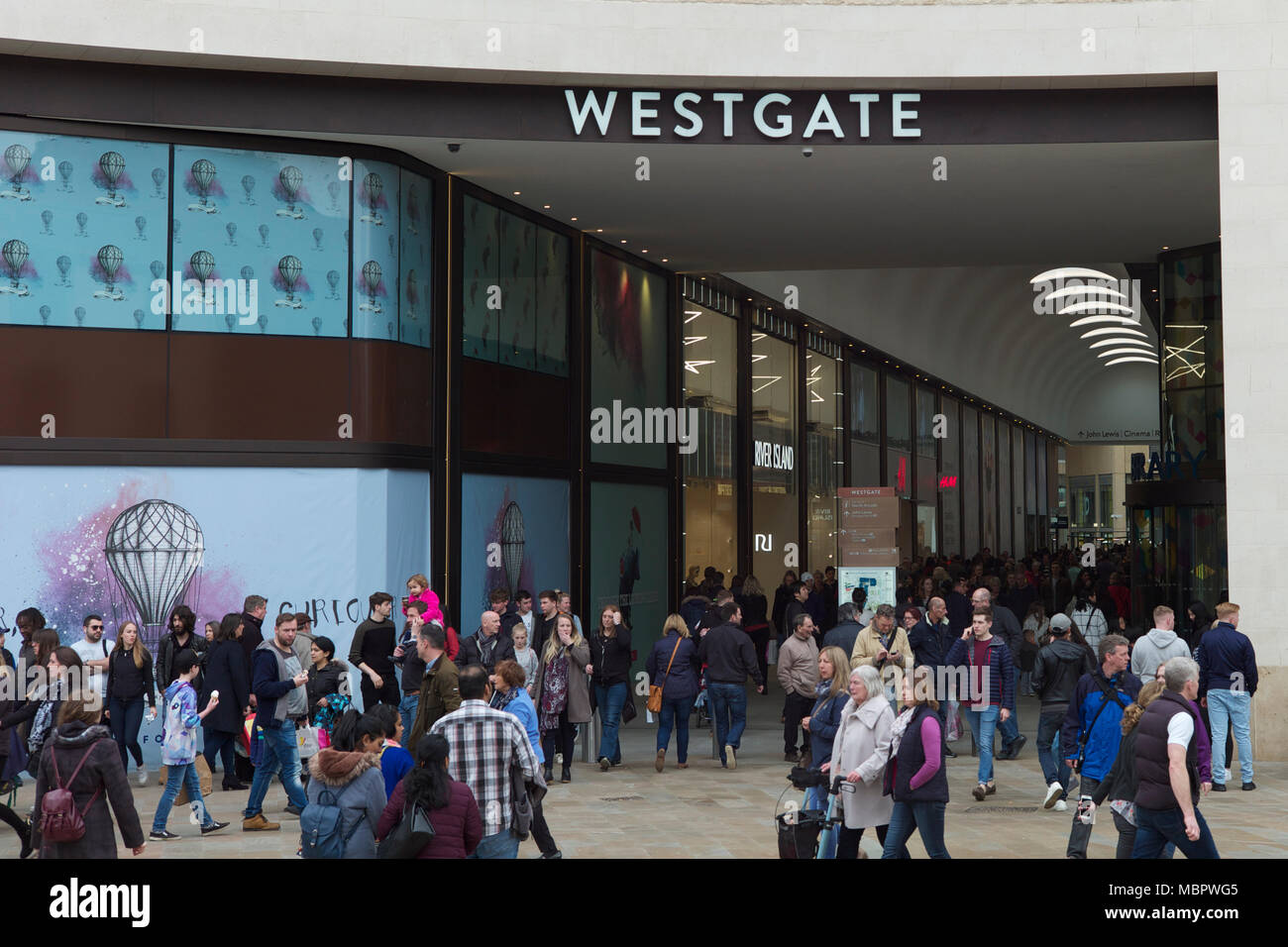Entrance to Oxford Westgate shopping centre which reopened in 2018 ...