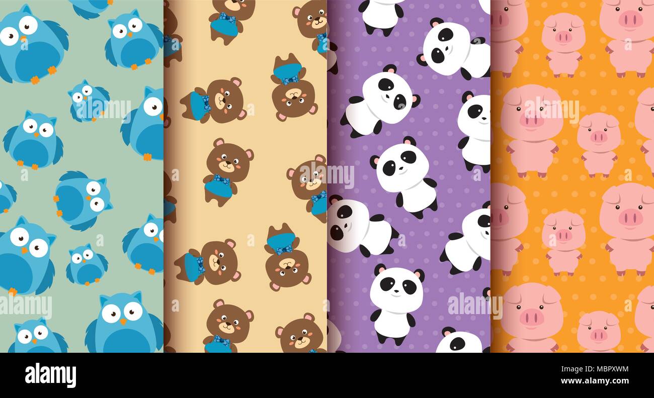cute animals pattern background Stock Vector Image & Art - Alamy