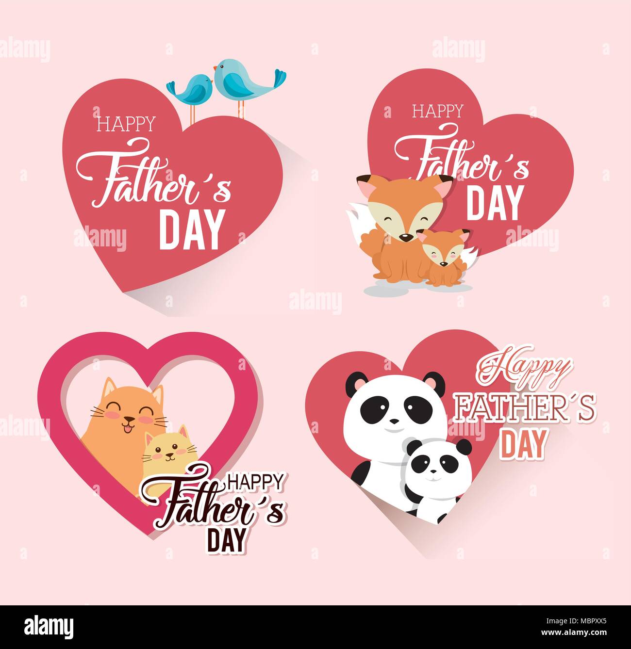 happy fathers day card with animals family Stock Vector Image & Art - Alamy