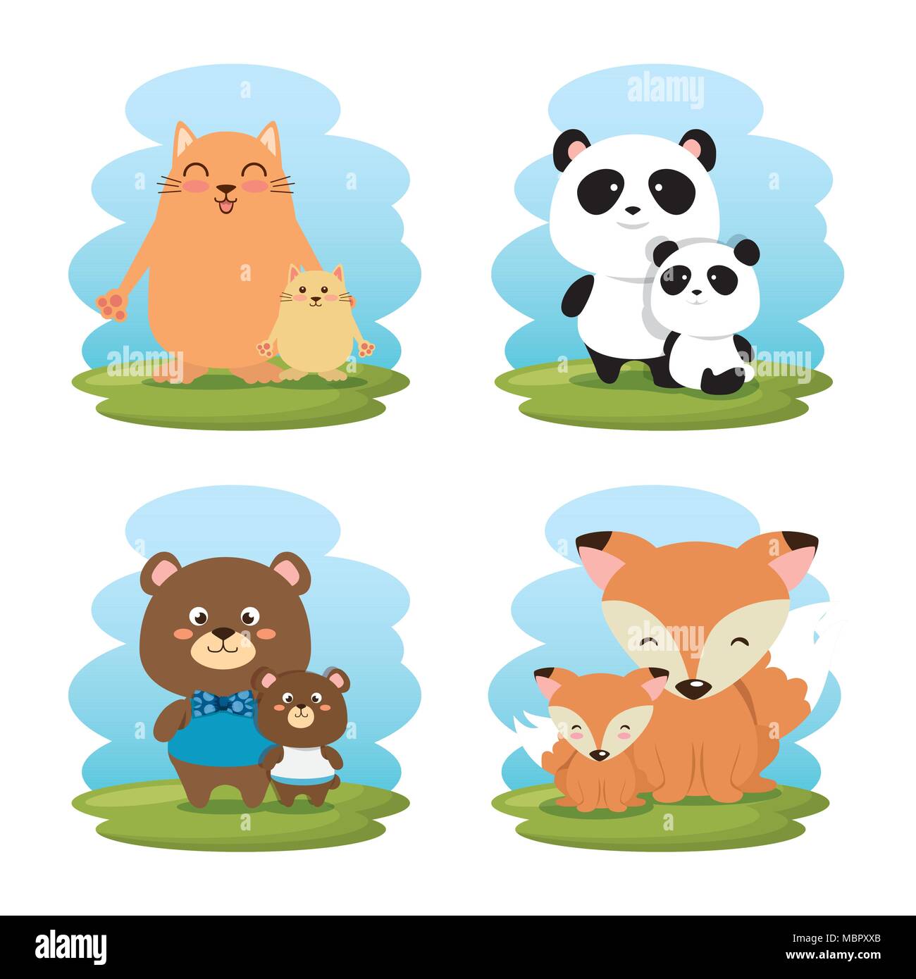 family animals group characters Stock Vector Image & Art - Alamy