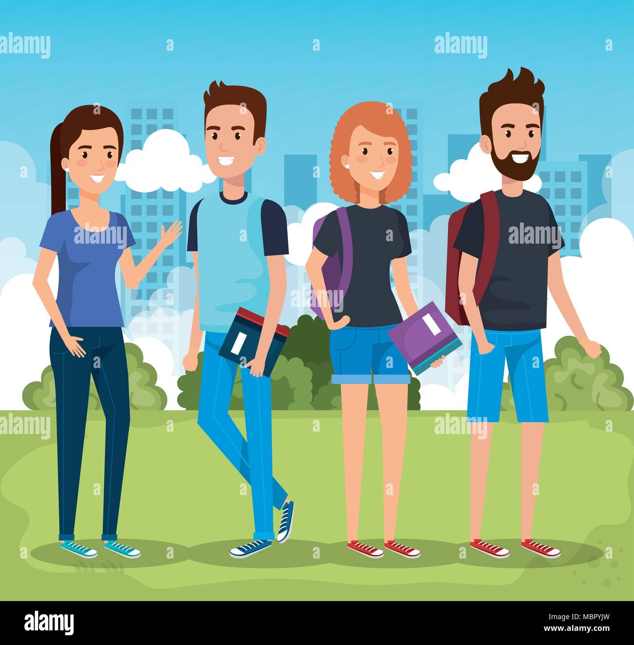 Young group students studying Stock Vector Images - Alamy