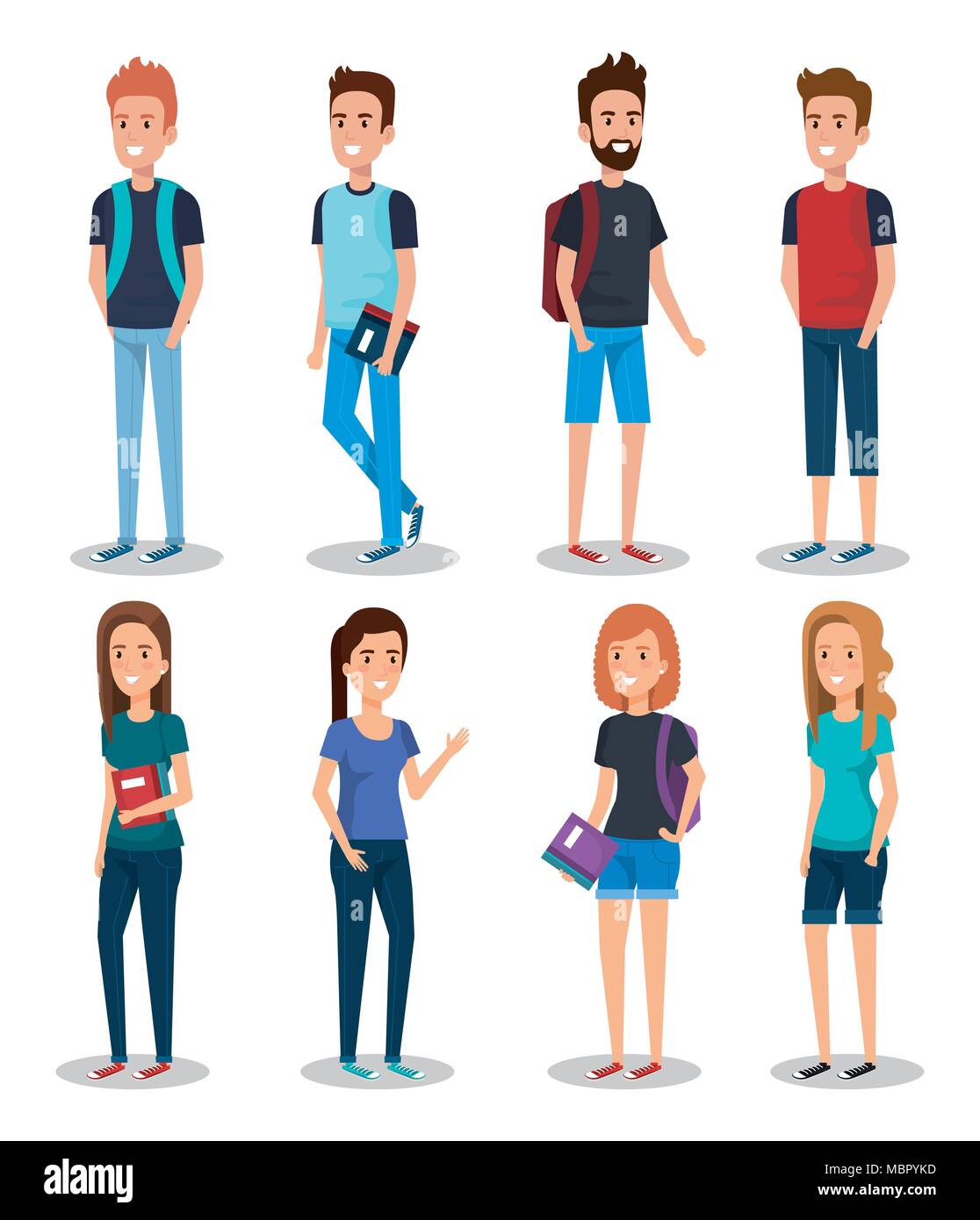 Young group students studying Stock Vector Images - Alamy