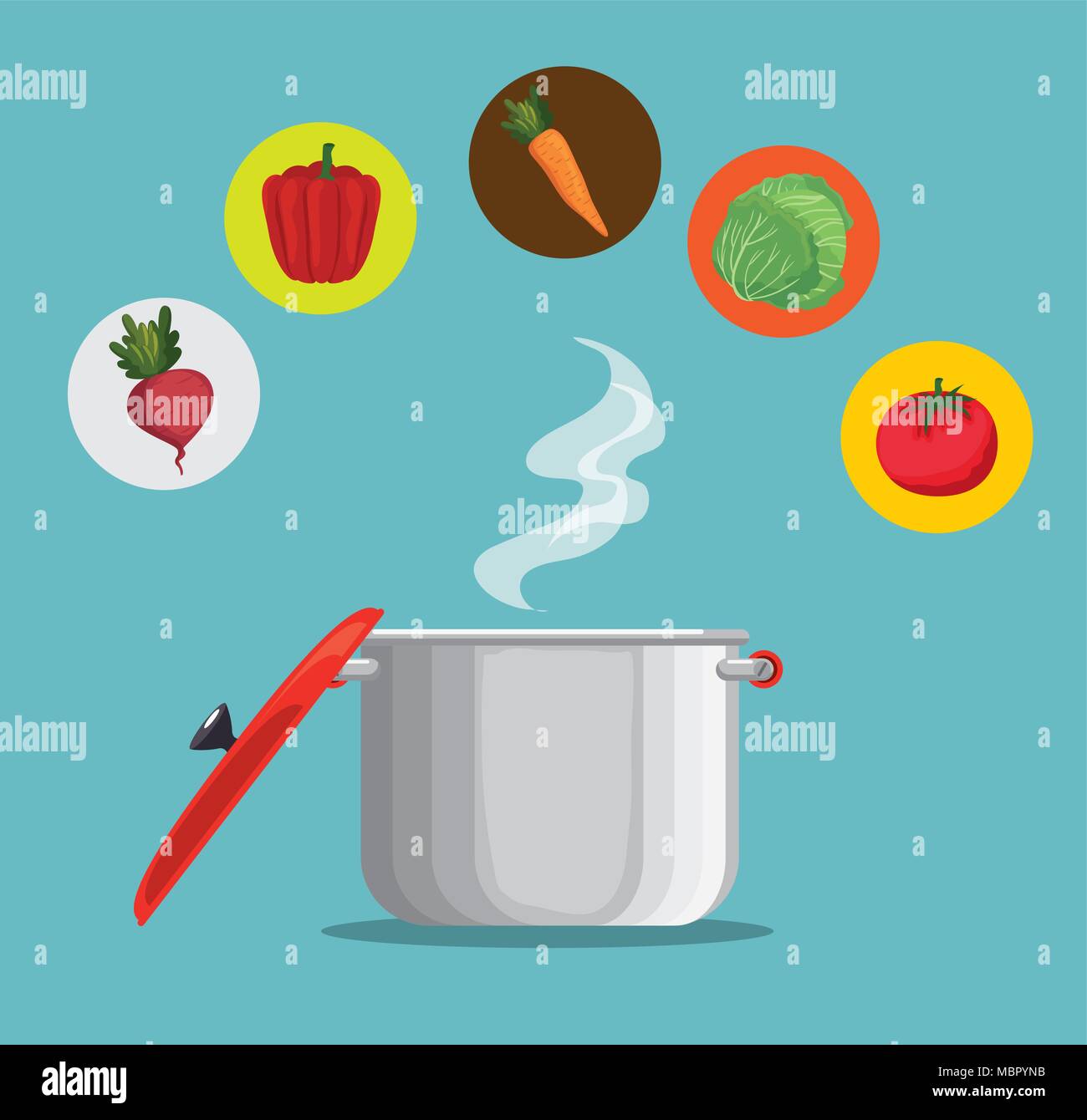 kitchen pot with fresh and organic vegetables Stock Vector Image & Art ...