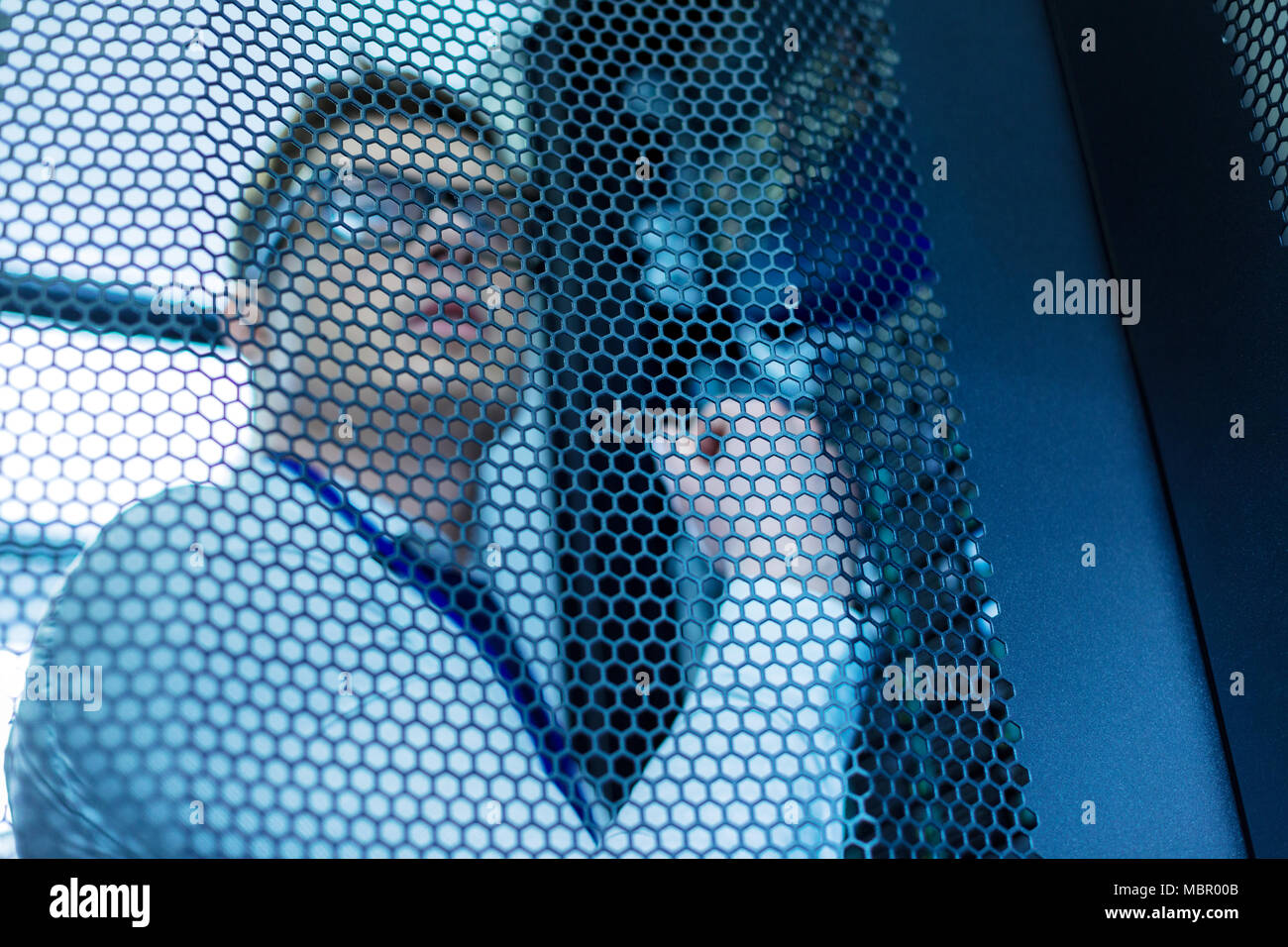Concentrated operator working in a data center Stock Photo - Alamy