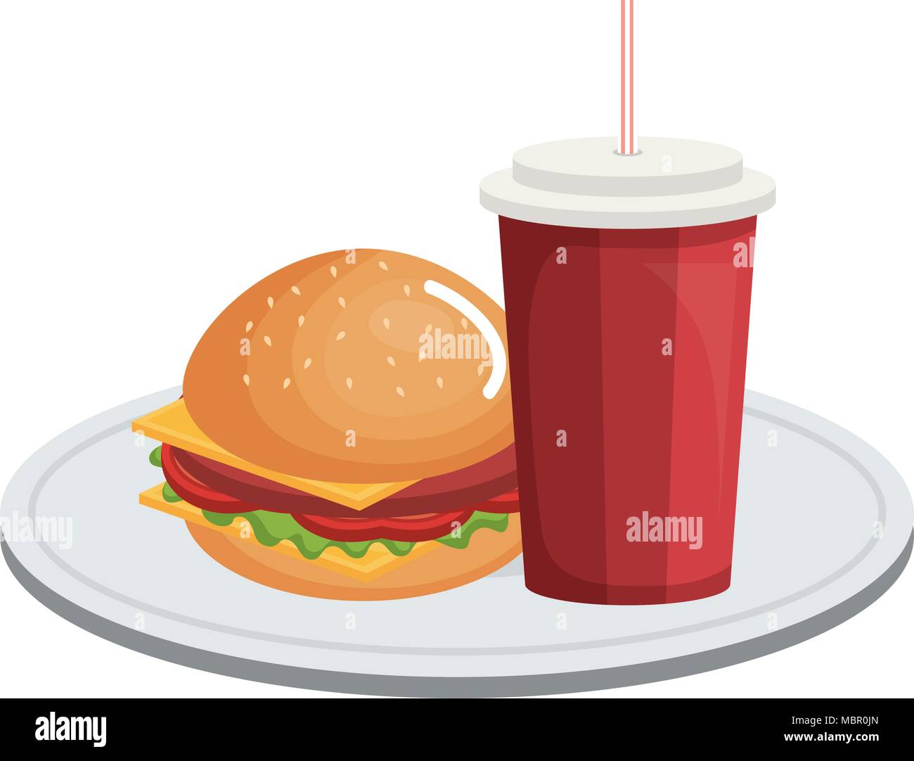 dish with delicious burger and soda Stock Vector Image & Art - Alamy